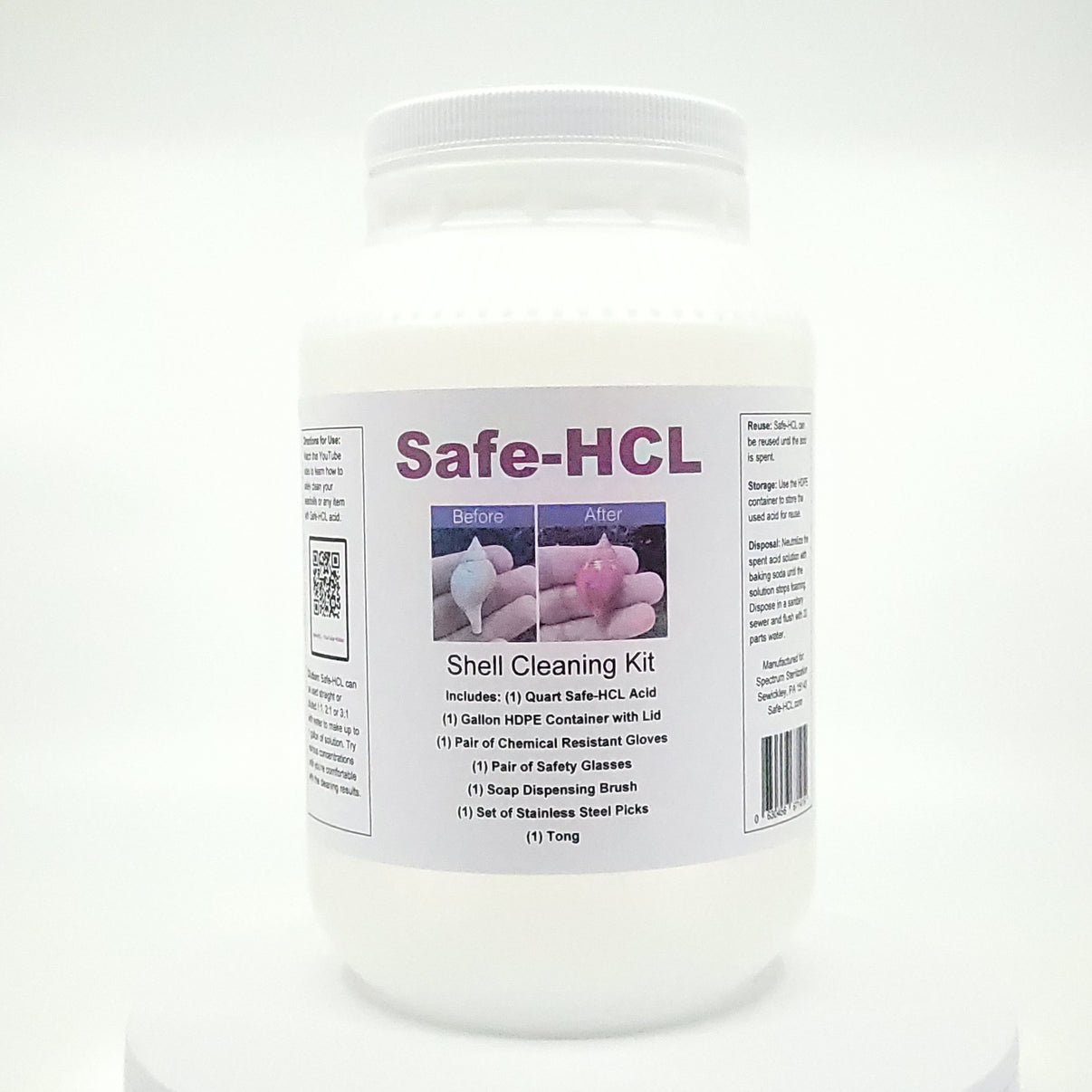 Safe-HCL Cleaning Kit - Safe-HCL acid, storage container, safety gear